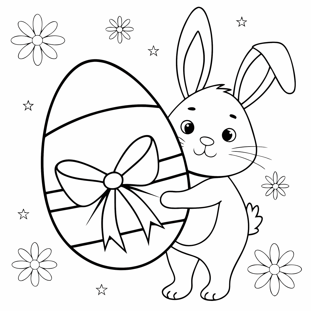 10+ Simple Easter Bunny Coloring Pages | Hitcoloringpages.com